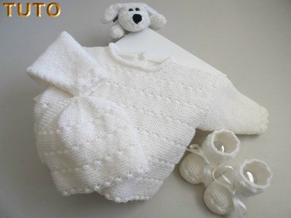 Explications tricot bébé, TUTO, ENSEMBLE blanc rayé astra Explications tricot bébé, TUTO, ENSEMBLE blanc rayé astra